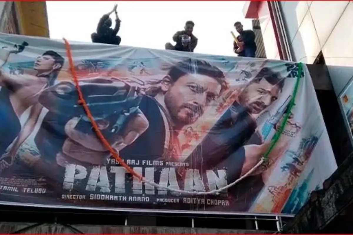 SRK Supporters Pour Milk Over Poster Of ‘Pathaan’ In Assam