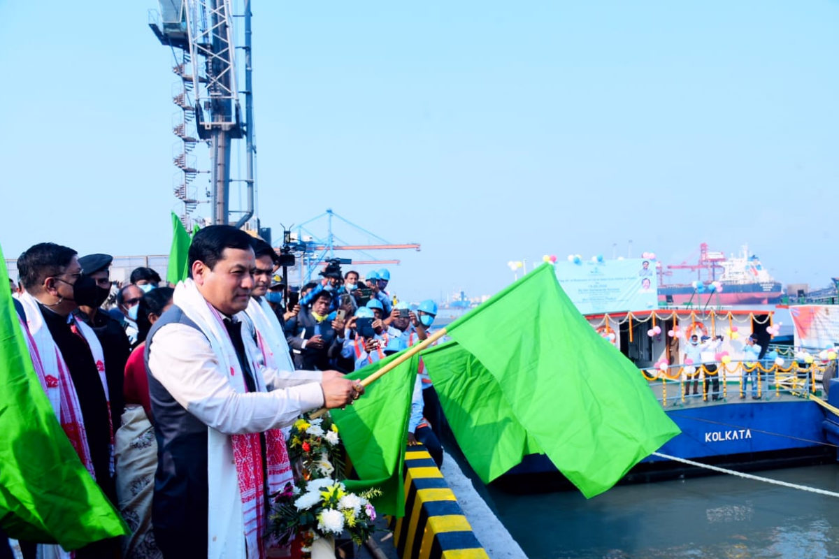 Maiden Voyage Of Steel Cargo Laden Barge From Haldia Port To Pandu ...