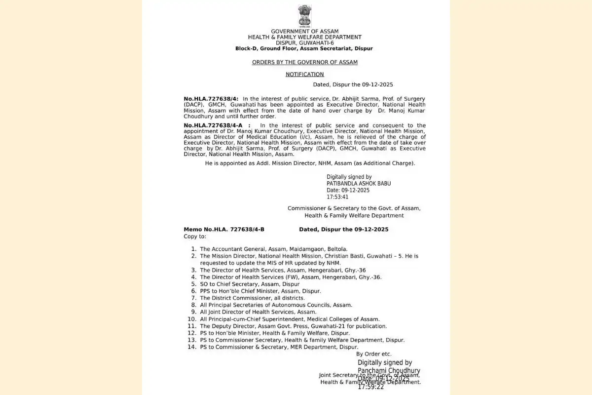 Assam Announces Change in NHM Leadership; Abhijit Sharma Takes Charge ...
